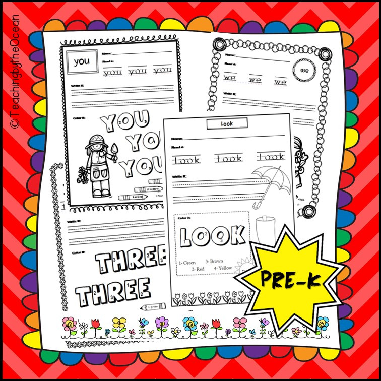 Pre-Primer Sight Words Worksheets - Spring Themed