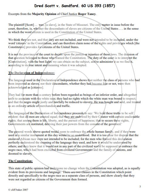 Dred Scott mini-unit, including text and primary source activity ...