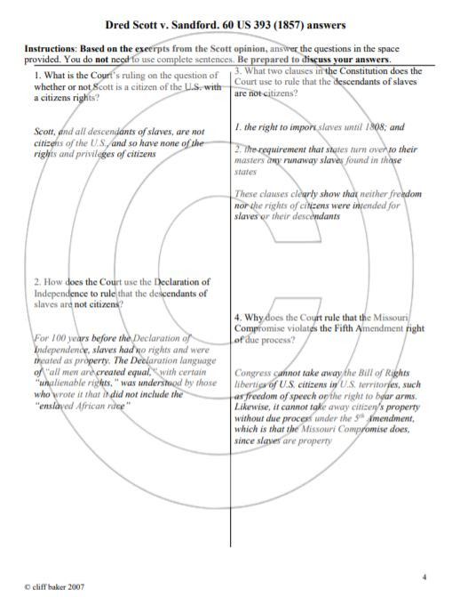 Dred Scott mini-unit, including text and primary source activity ...