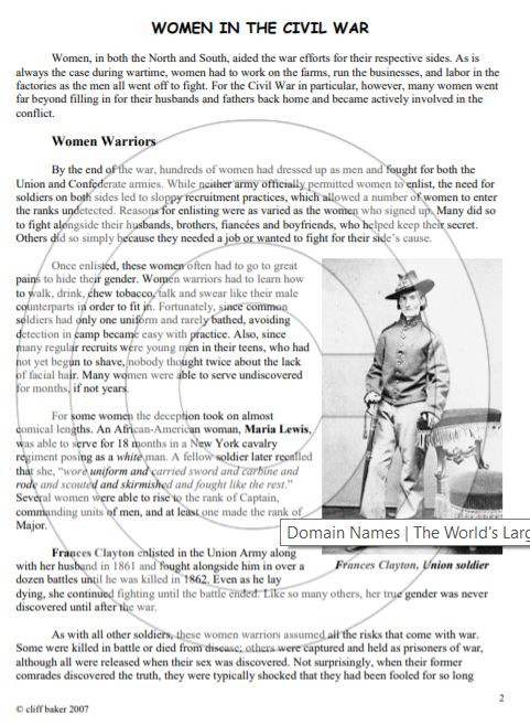 Women in the Civil War mini-unit, including text - Amped Up Learning