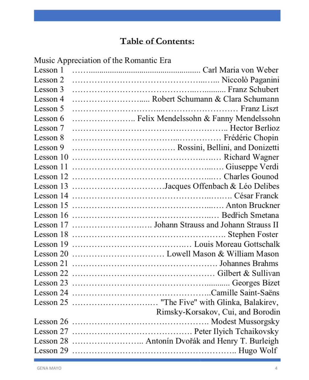 Music Appreciation of the Romantic Era curriculum guide, Music ...