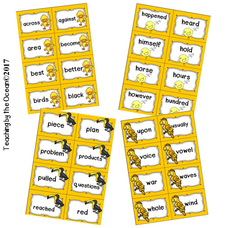 Fry's Sight Words Cards - Animals Themed (fourth hundred)