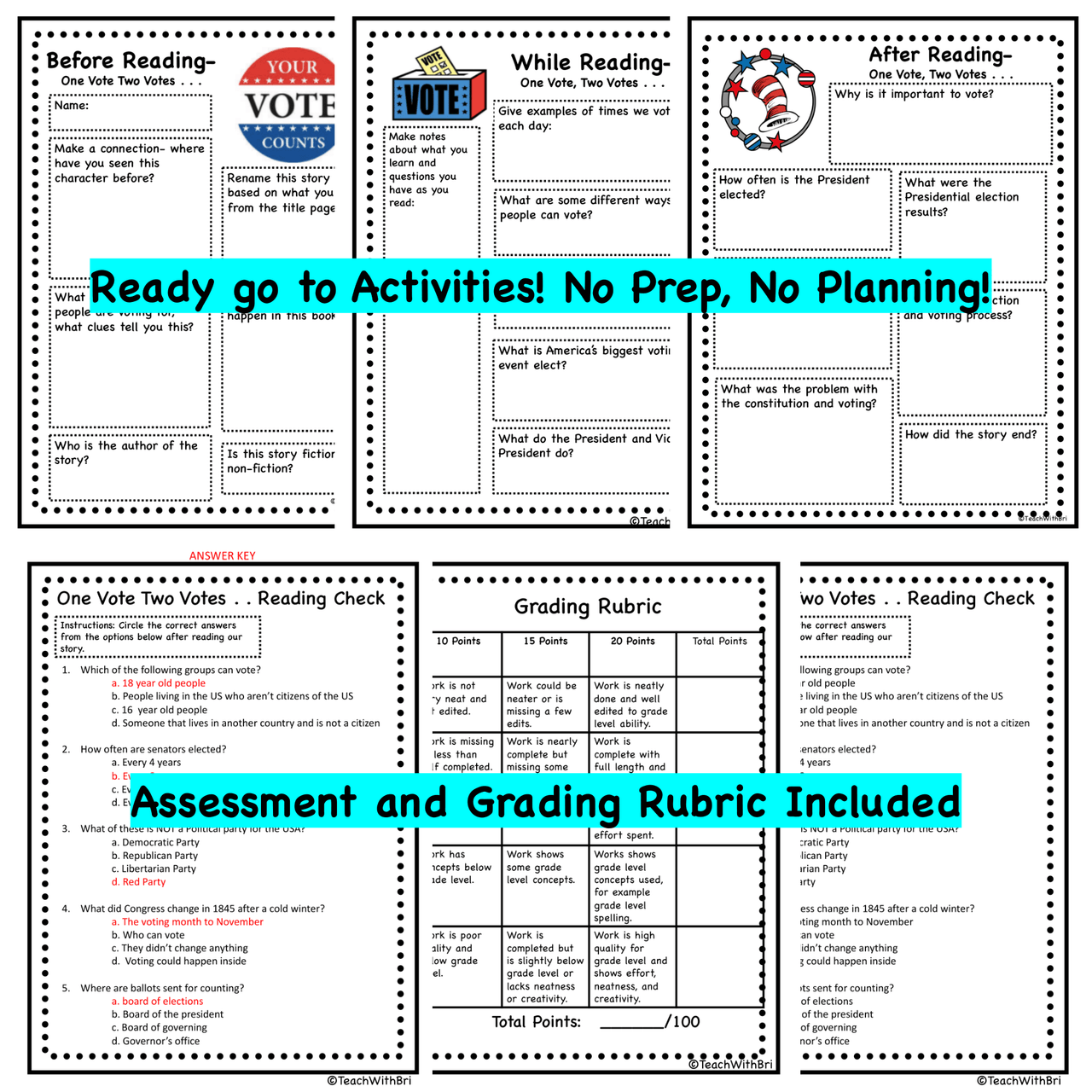 Read A Loud Activities- One Vote, Two Votes, I Vote, You Vote