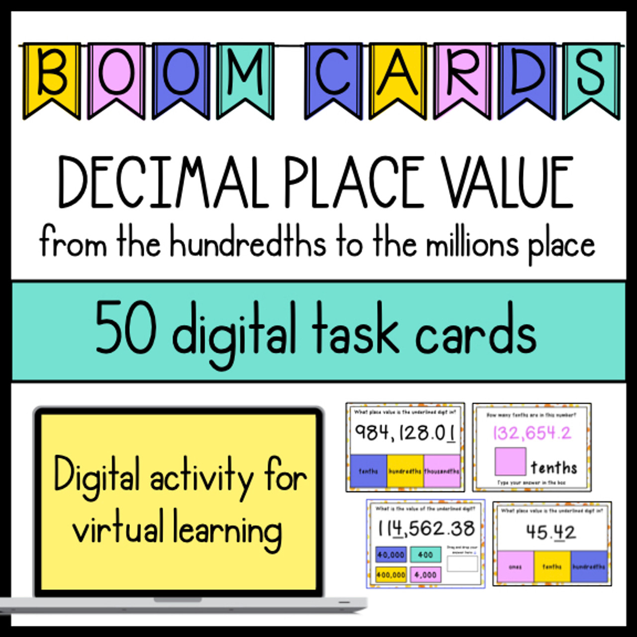4th Grade DECIMAL Place Value Boom Cards for Distance Learning