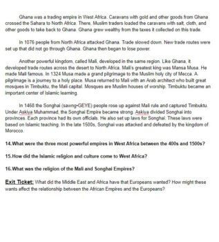 Motivations for Exploration and African Trading Empires Distance Learning