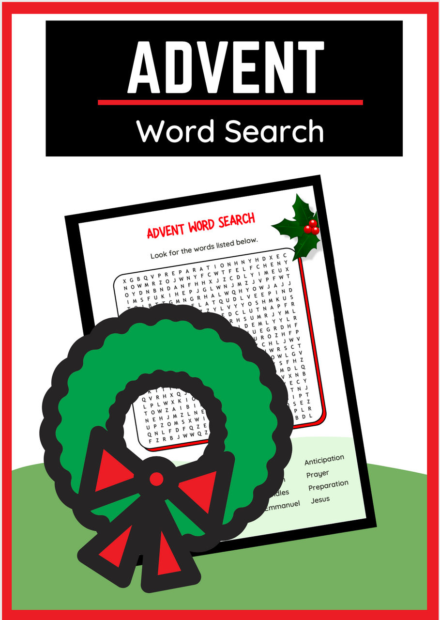 Advent Word Search for Christmas Time, Advent, Sunday School,