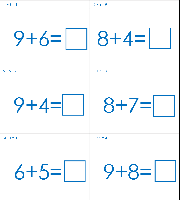 60 Addition Problems Reversible Flash Cards with Single-Digit Addends