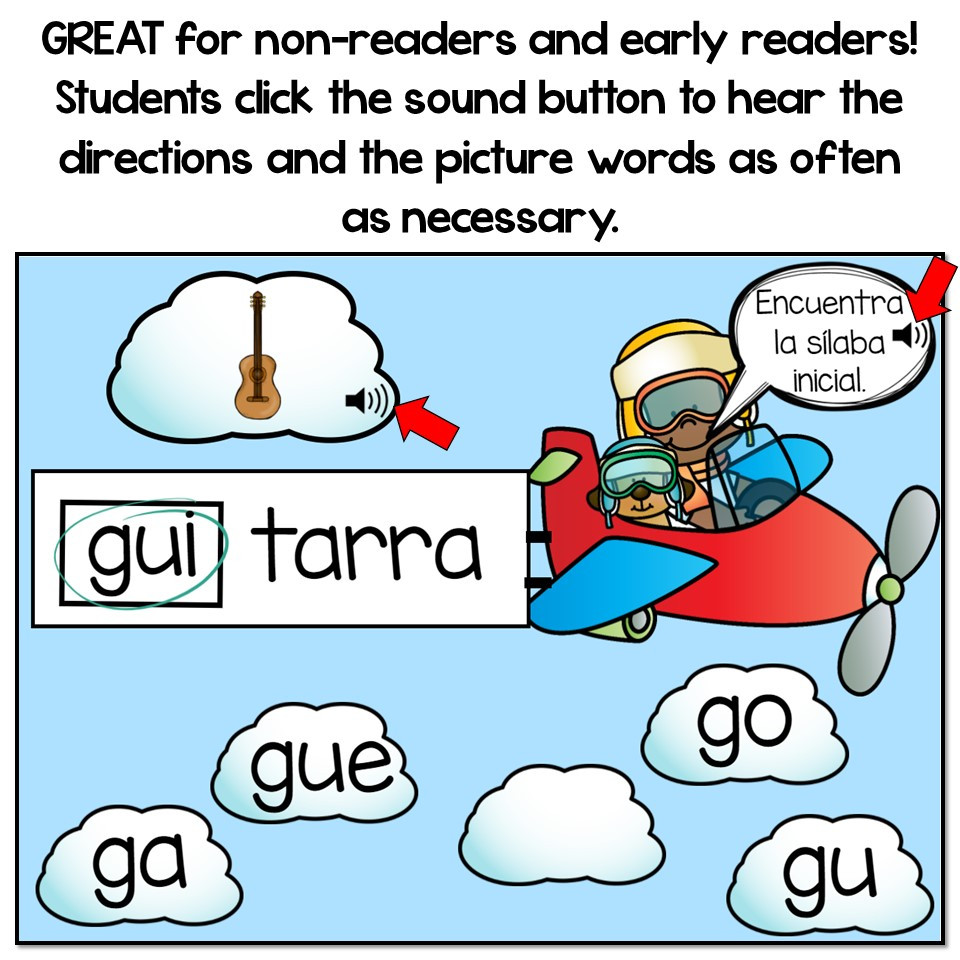 BOOM Cards Sílabas iniciales letra Gg fuerte-ga, gue, gui, go, gu ...