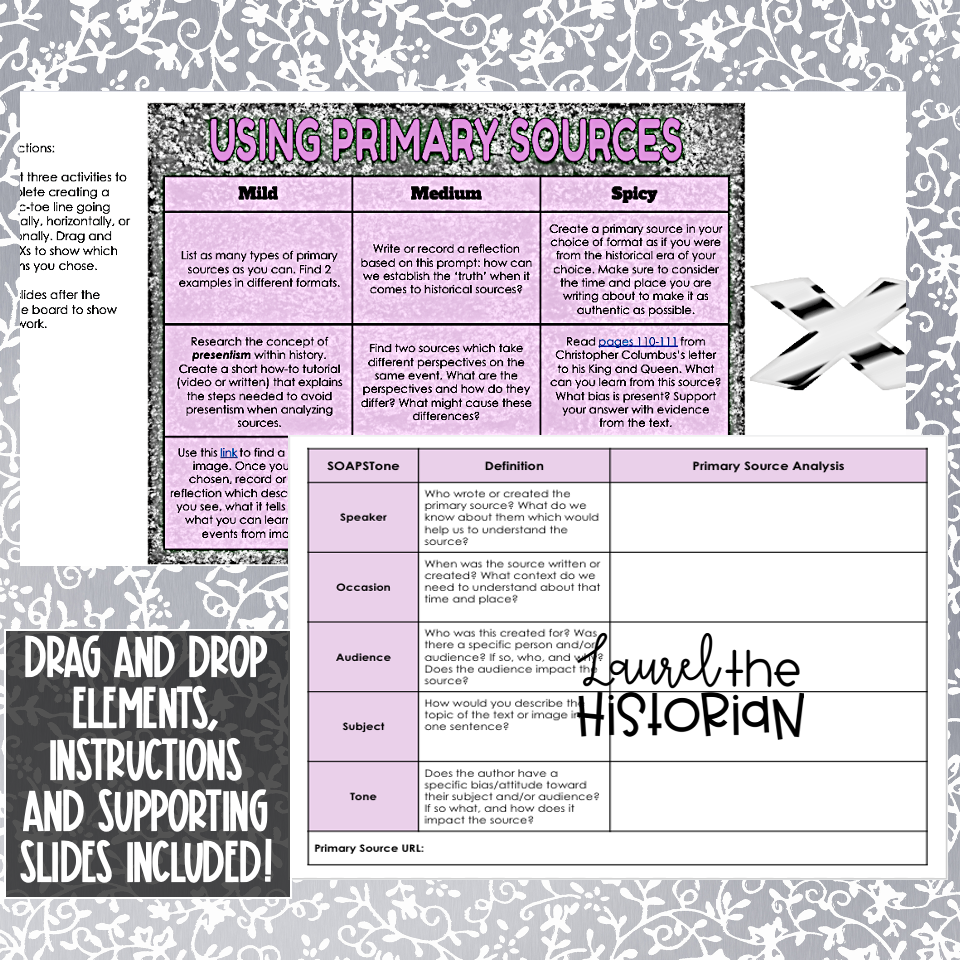 Historical Thinking Skills Choice Boards [Editable]