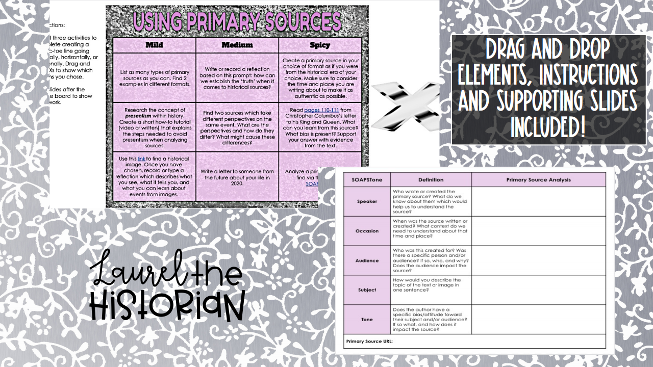 Historical Thinking Skills Choice Boards [Editable]