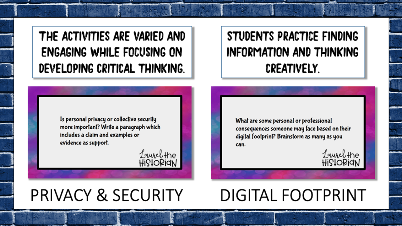 Digital Citizenship Task Cards 26 activities [Editable]