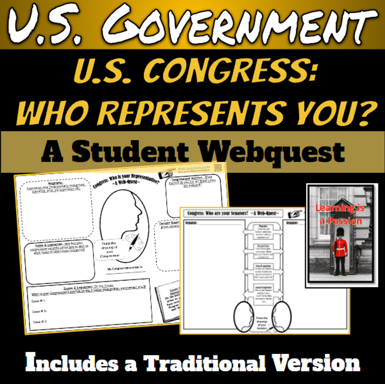 U.S. Government: Congress ~Who Represents YOU?~ Web-Quest - FREE