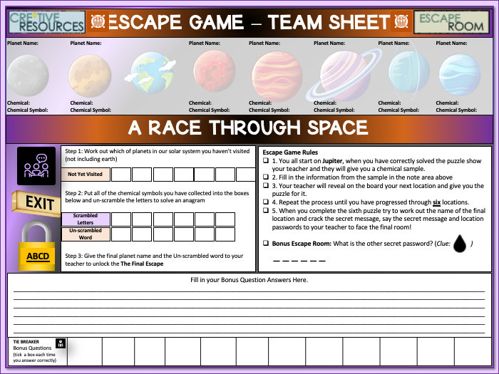 Solids, volumes and surface area Maths Escape room