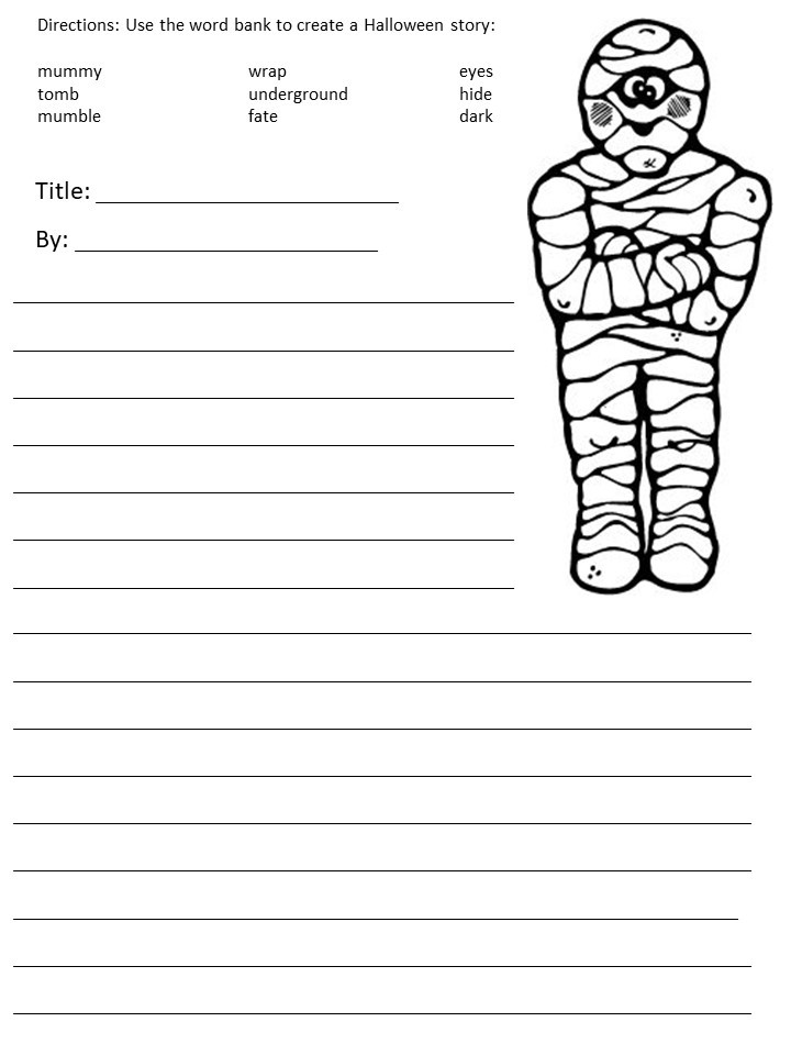 Write A Scary Story with Word Bank & Coloring Images - Amped Up Learning