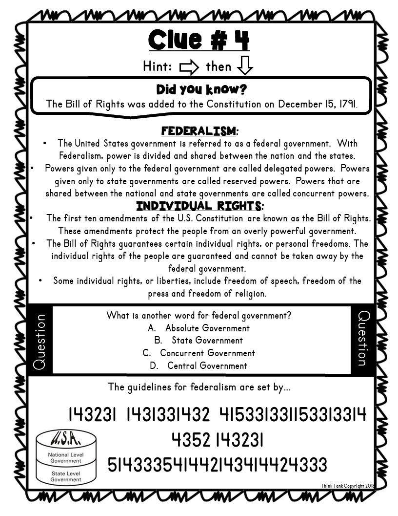 Principles of the Constitution ESCAPE ROOM! - Amped Up Learning