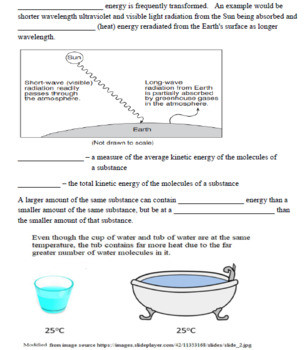 Energy in Earth Processes Learning Activities (Distance Learning)