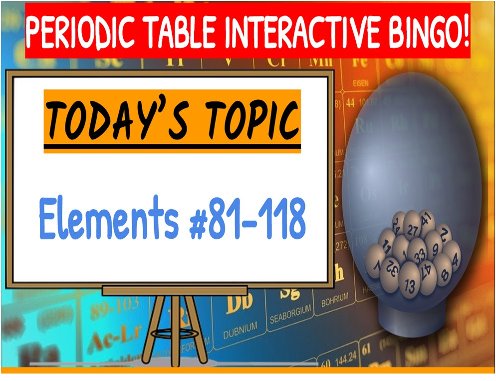Periodic Table Interactive Virtual Bingo! Elements #81-118 (On Google ...