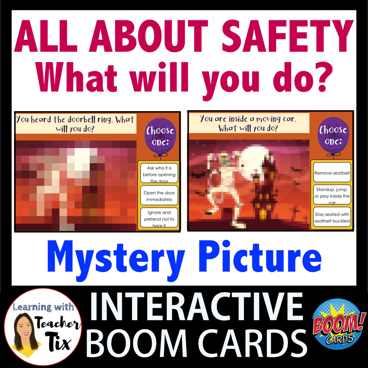 All About Safety protocols Mystery Picture Halloween Theme Boom Cards