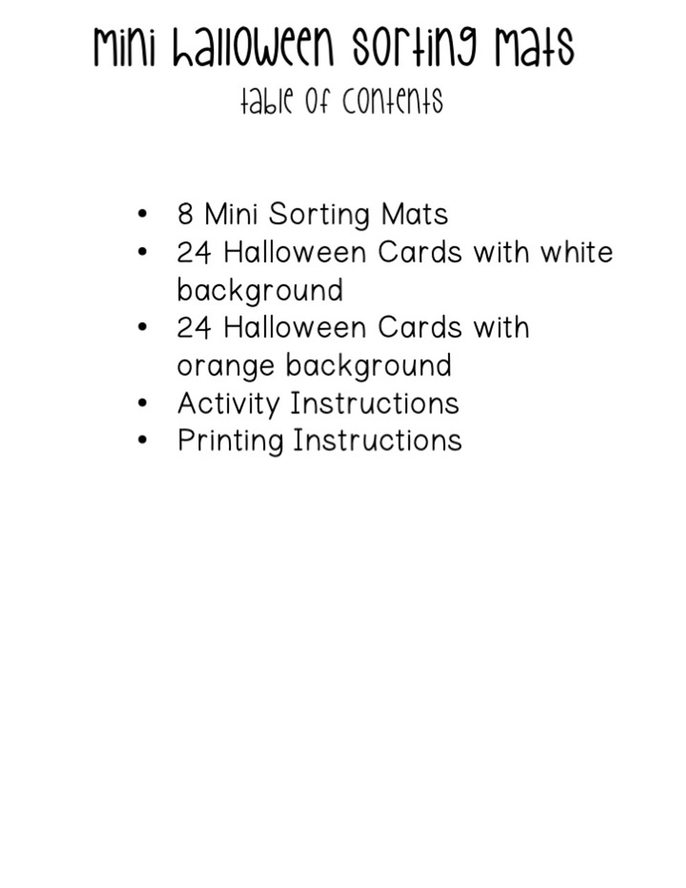 Mini Halloween Sorting Mats