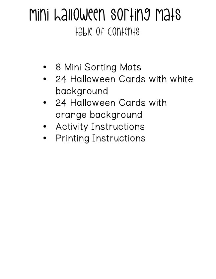 Mini Halloween Sorting Mats