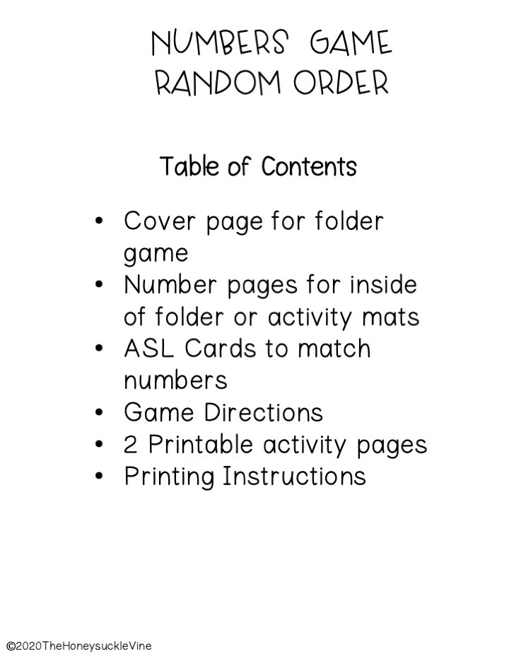 ASL Fall Numbers Games & Printables Bundle 1-10 and 11-20