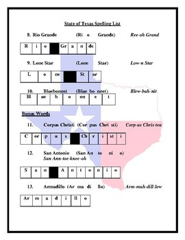 State of Texas Spelling List - Amped Up Learning