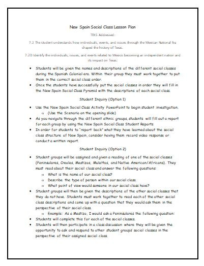 New Spain Social Class Lesson Plan, Grito de Dolores, Francisco Hidalgo