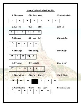 State of Nebraska Spelling List - Amped Up Learning