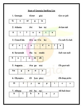 State of Georgia Spelling List - Amped Up Learning
