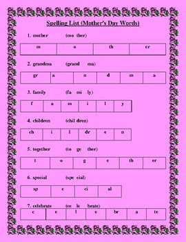 Mother's Day Spelling List - Amped Up Learning
