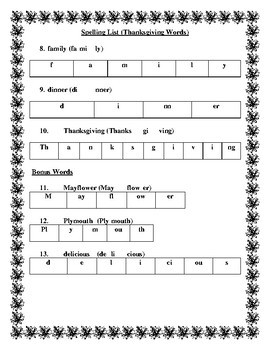 Thanksgiving Spelling List - Amped Up Learning