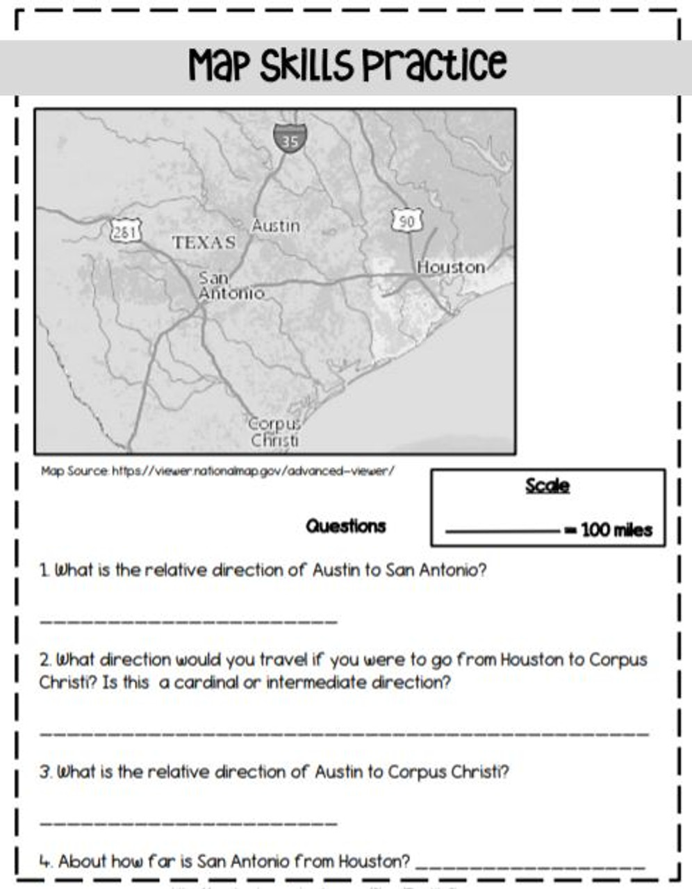 Map Scale Worksheets