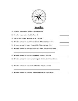 Namibia Map Scavenger Hunt - Amped Up Learning