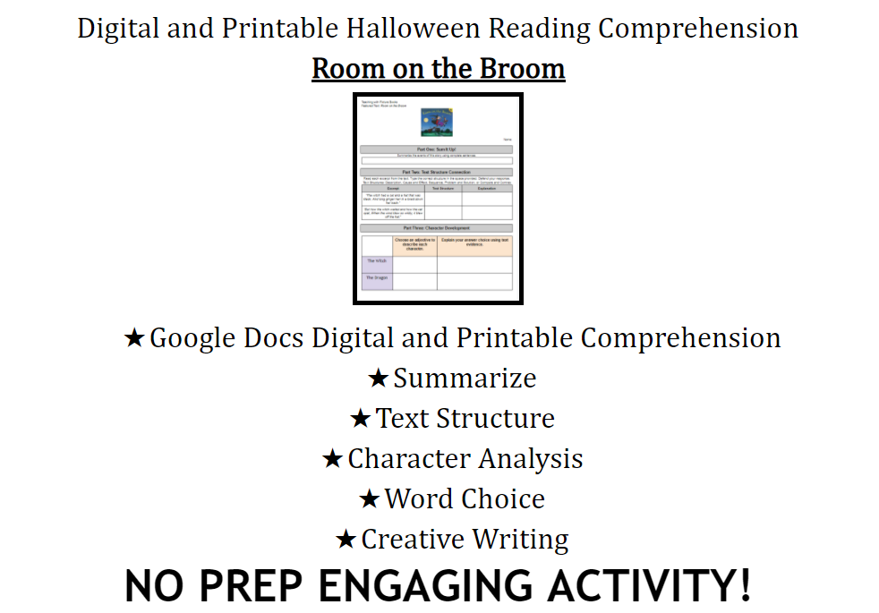 Google Halloween Reading Comprehension: Room on the Broom for Upper ...