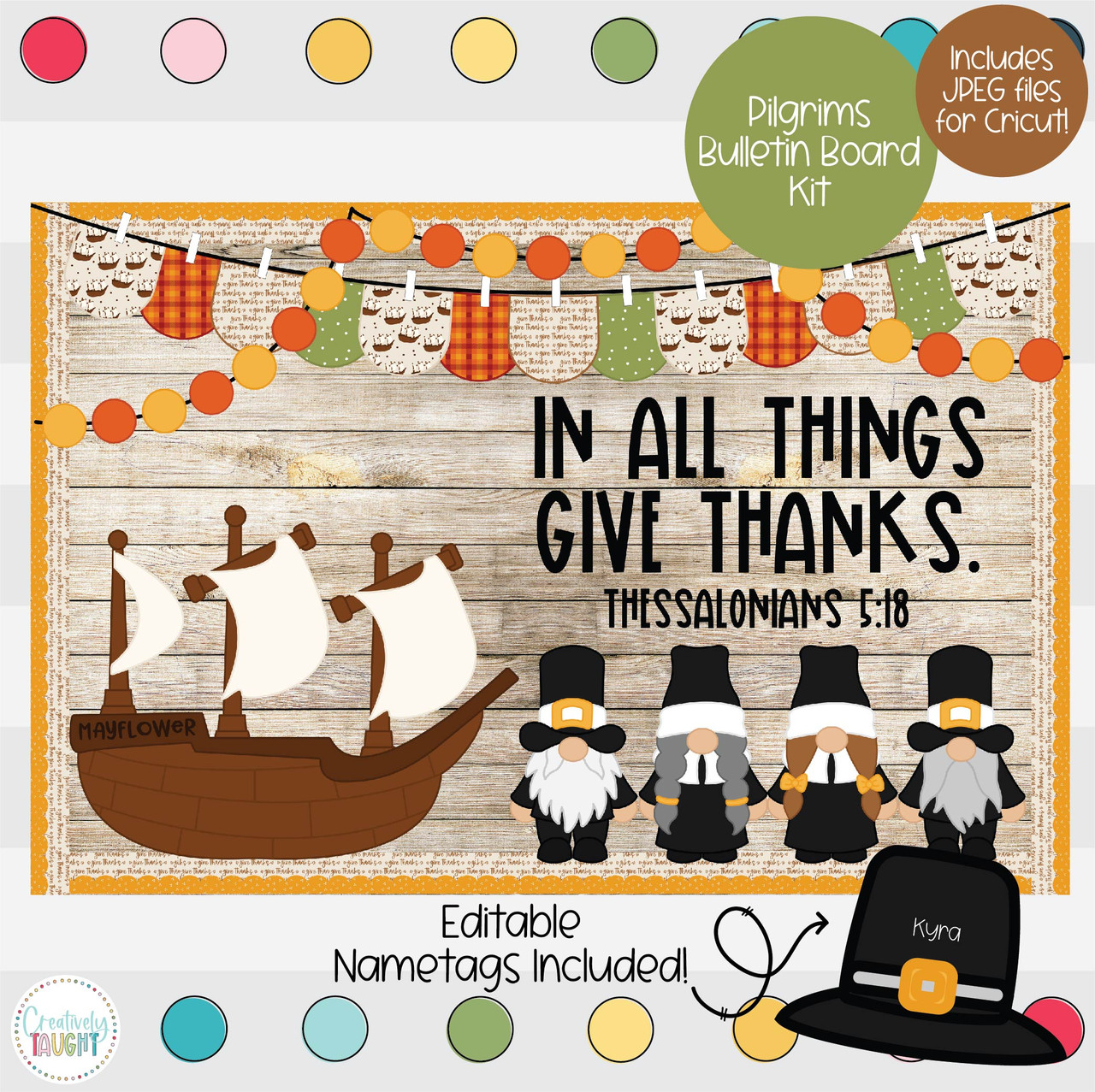 Pilgrims & Indians- Thanksgiving Themed Bulletin Board Kit