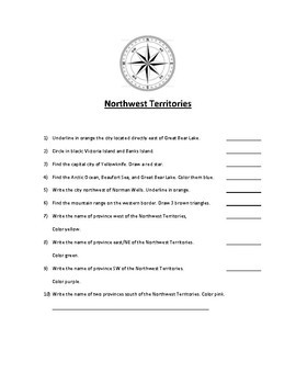 Northwest Territories (Canada) Map Scavenger Hunt - Amped Up Learning