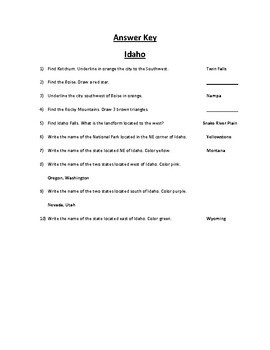 Idaho Map Scavenger Hunt - Amped Up Learning