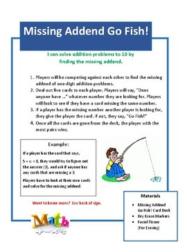 Missing Addend Go Fish! - Amped Up Learning