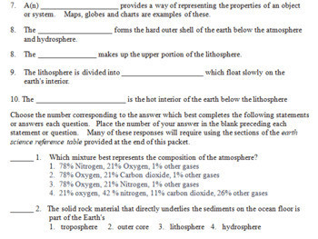 Size, Shape and Earth Spheres Learning Activities