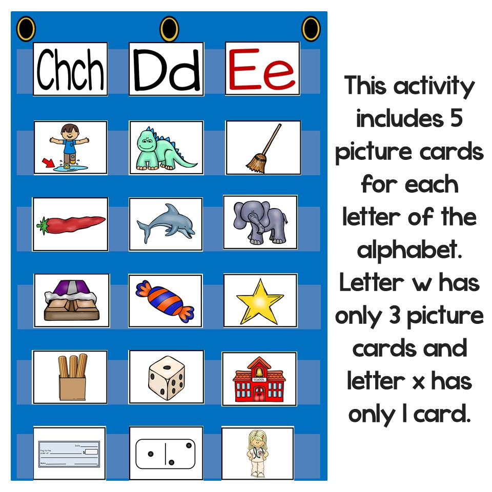 Beginning Sounds Pocket Chart in Spanish- Sonidos iniciales