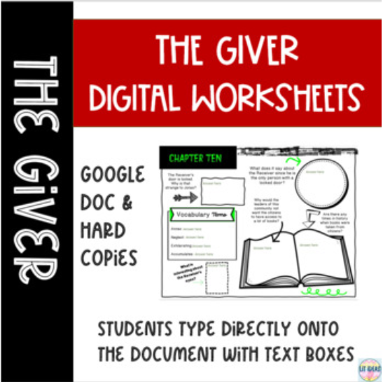 The Giver DIGITAL worksheets