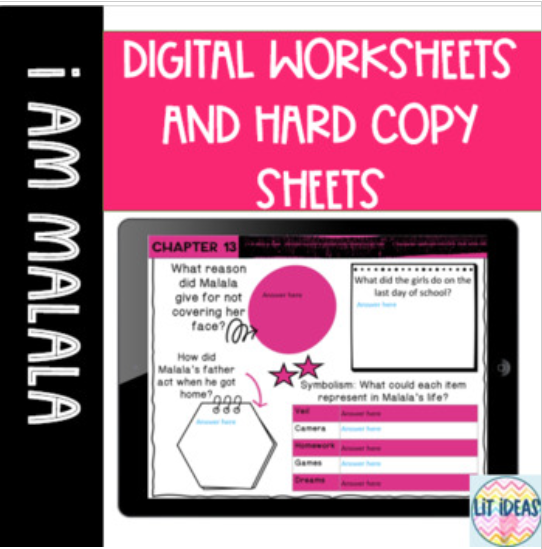 I Am Malala Digital Worksheets and Hard Copies - Amped Up Learning