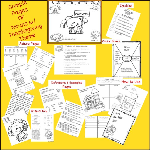 Thanksgiving Nouns No Prep Activities