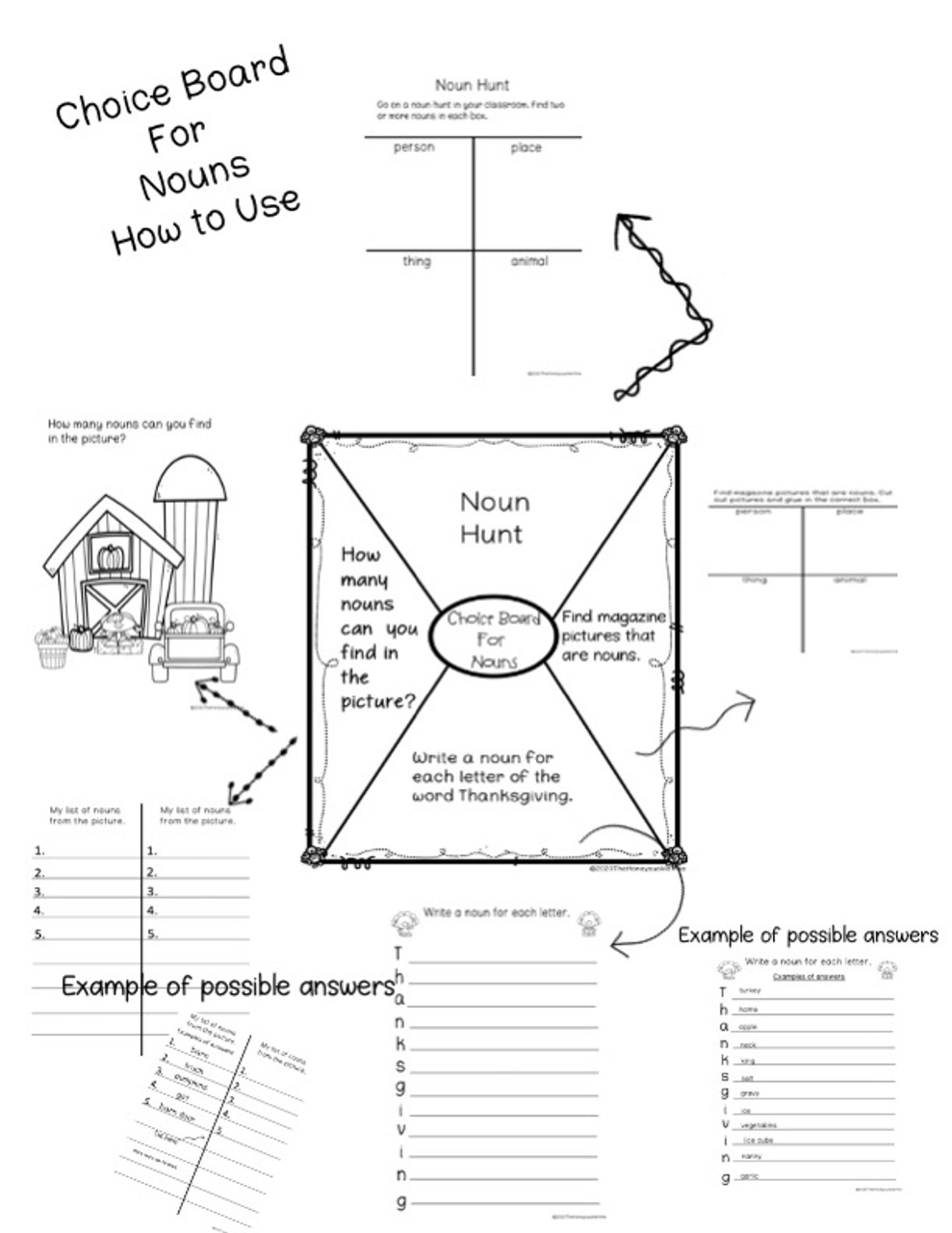 Thanksgiving Nouns No Prep Activities