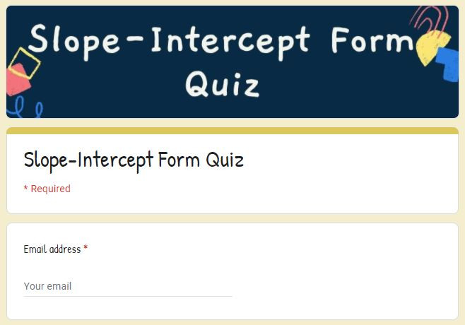 Slope-Intercept Form Assessment: Google Forms Quiz - 15 Problems ...