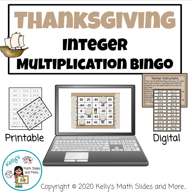 Thanksgiving Integer Multiplication Bingo