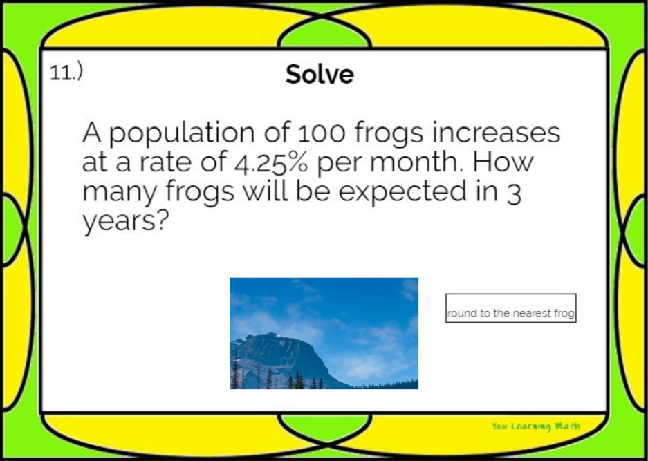 Exponential Growth and Decay Word Problems: Google Slides Picture Puzzle