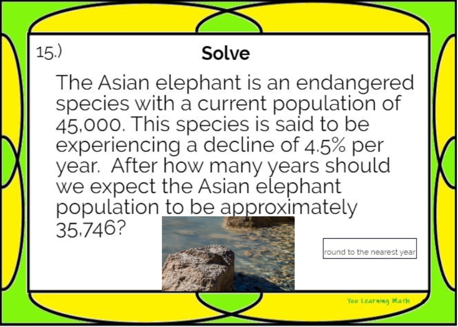 Exponential Growth and Decay Word Problems: Google Slides Picture Puzzle