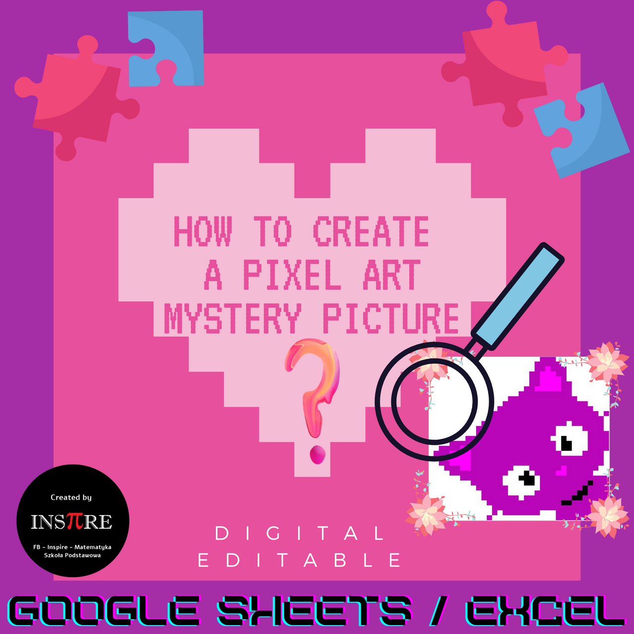 How to create a Pixel Art Mystery Picture in Google Sheets + Kitty and ...