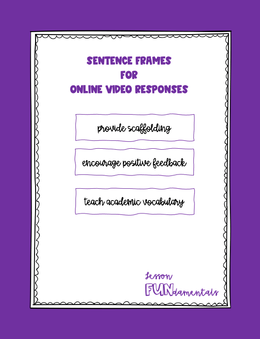 Sentence Frames for Online Video Responses